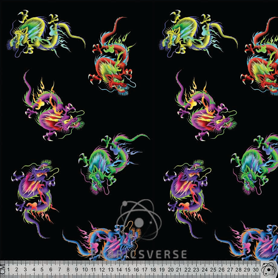 J009 Dragon Pattern Print. – Fabricsverse