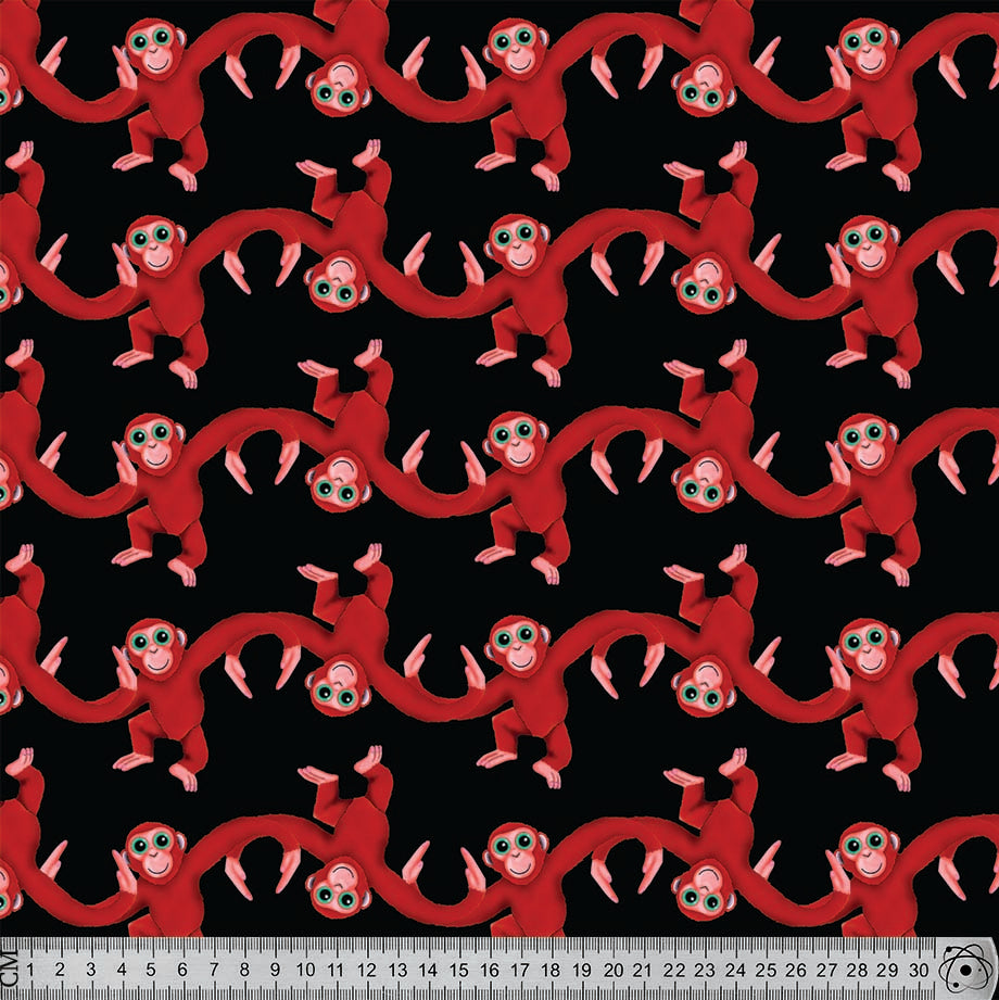 LV20 Monkey Red Pattern. – Fabricsverse